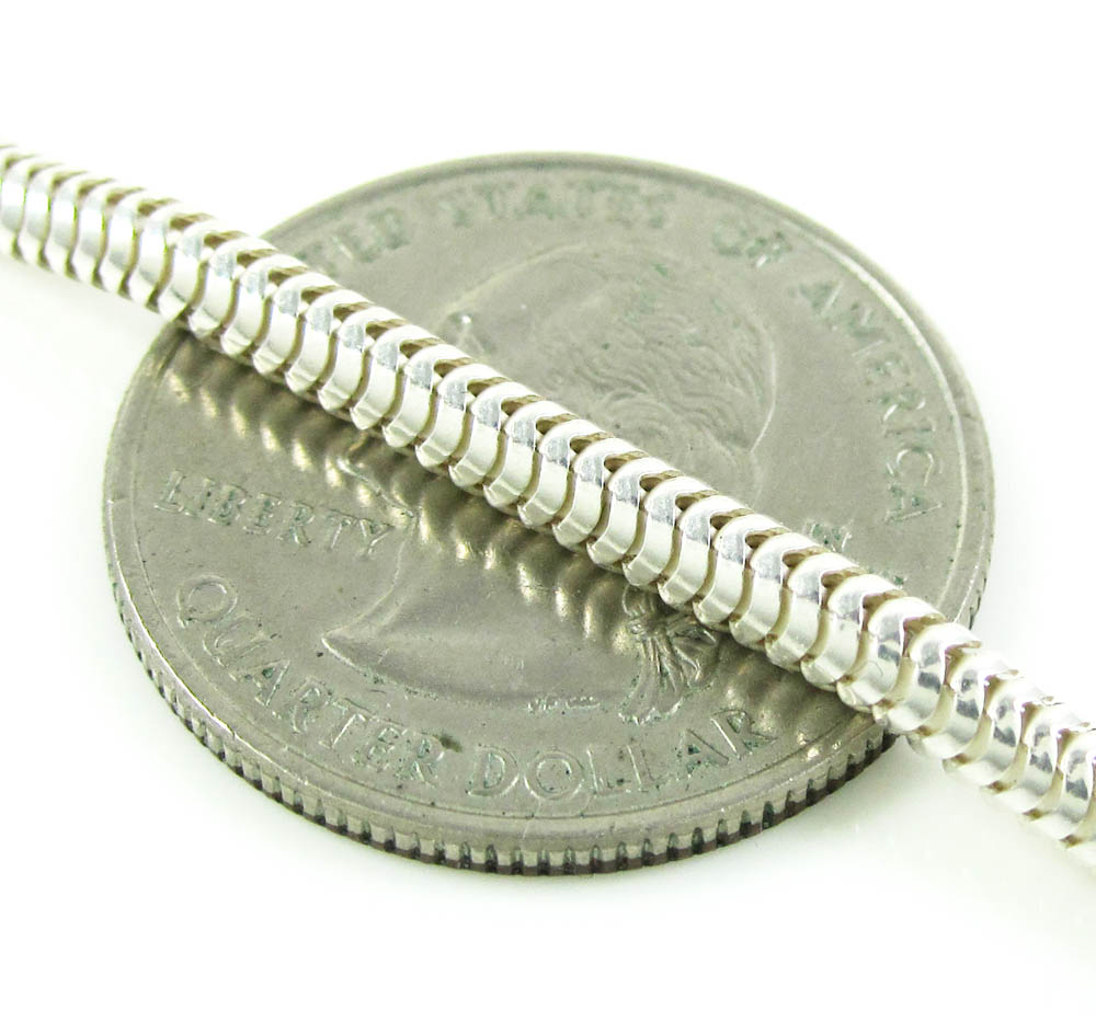 Buy 925 White Sterling Silver Snake Link Chain 30 Inch 3.2mm Online at ...