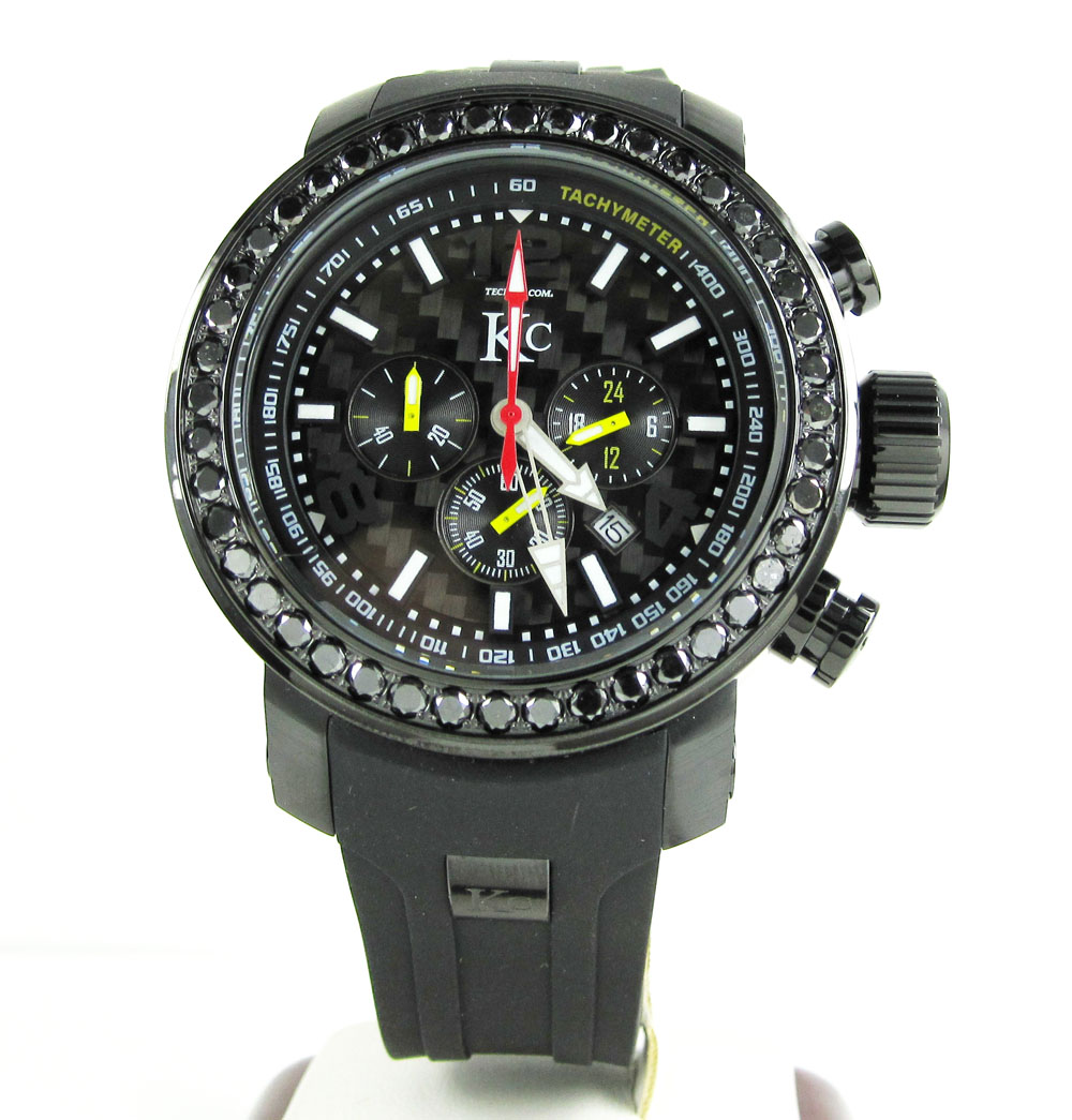 Buy Techno Com Kc Black Diamond Carbon Fiber Watch 3.50ct Online at SO ...