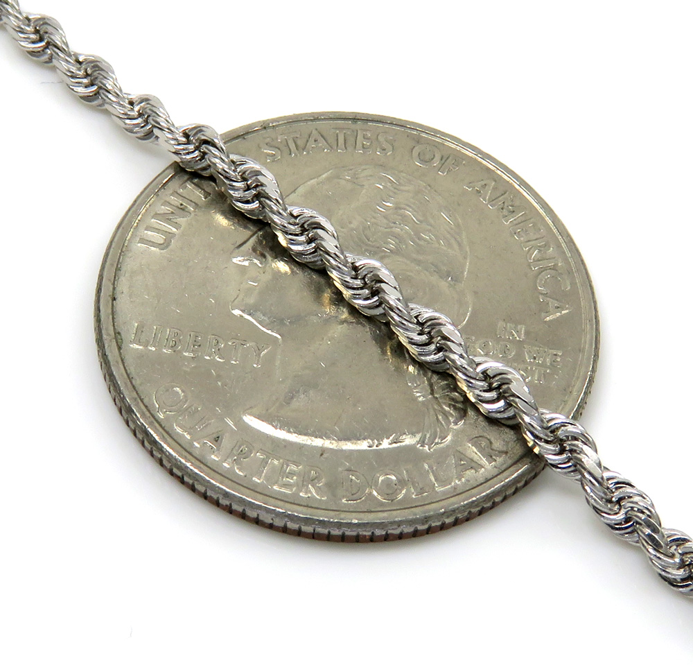 Buy 14k Solid White Gold Diamond Cut Rope Chain 16-24 Inch 2.50mm ...