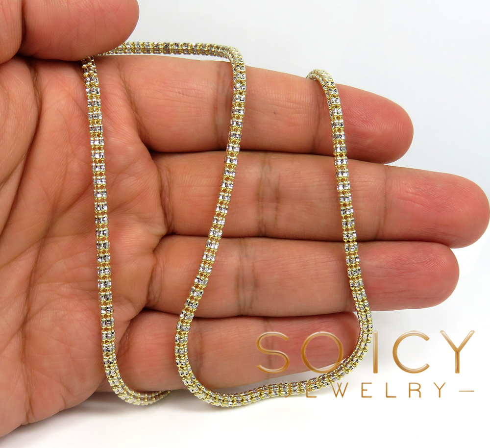 Buy 10k Two Tone Gold Diamond Cut Ice Link Chain 16-26' 3.30mm Online ...